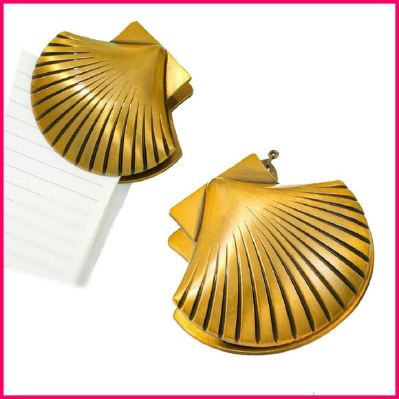 Office | Vintage Shell Metal Binder Clips Retro Elegant Desk ...